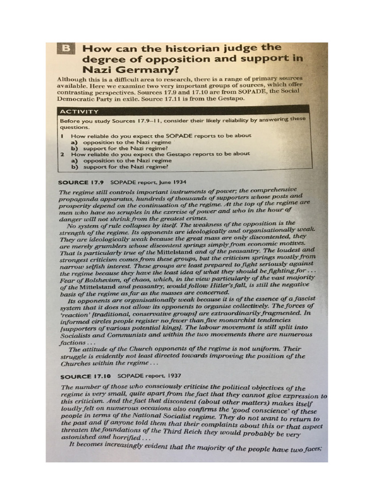 A Level History Nazi Summary Sheet | PDF