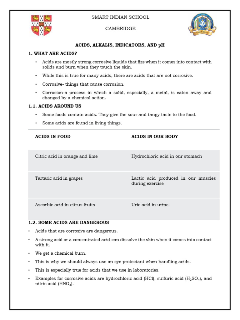 Acids, Alkalis, and pH Explained | PDF | Acid | Ph