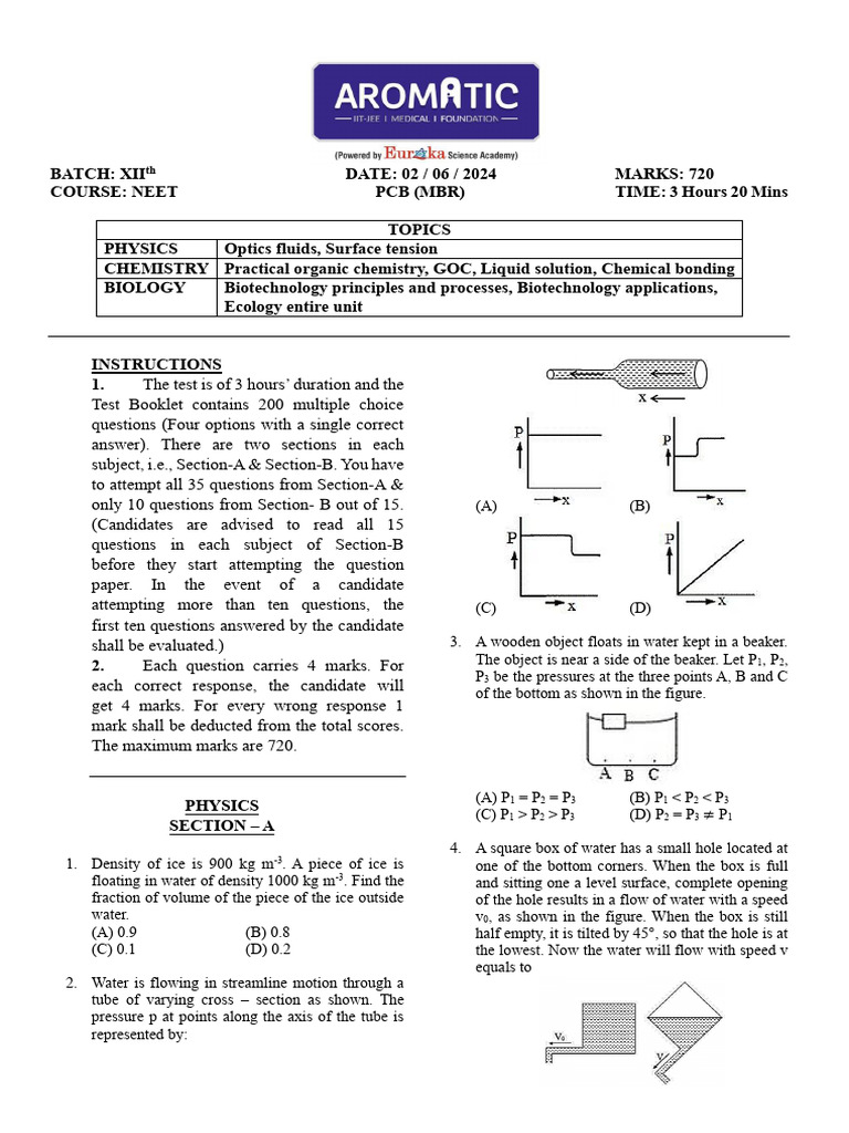 Xiith PCB 02-06-2024 (MBR) | PDF | Mirror | Physical Chemistry Xiith PCB 02-06-2024 (MBR) | PDF | Mirror | Physical Chemistry