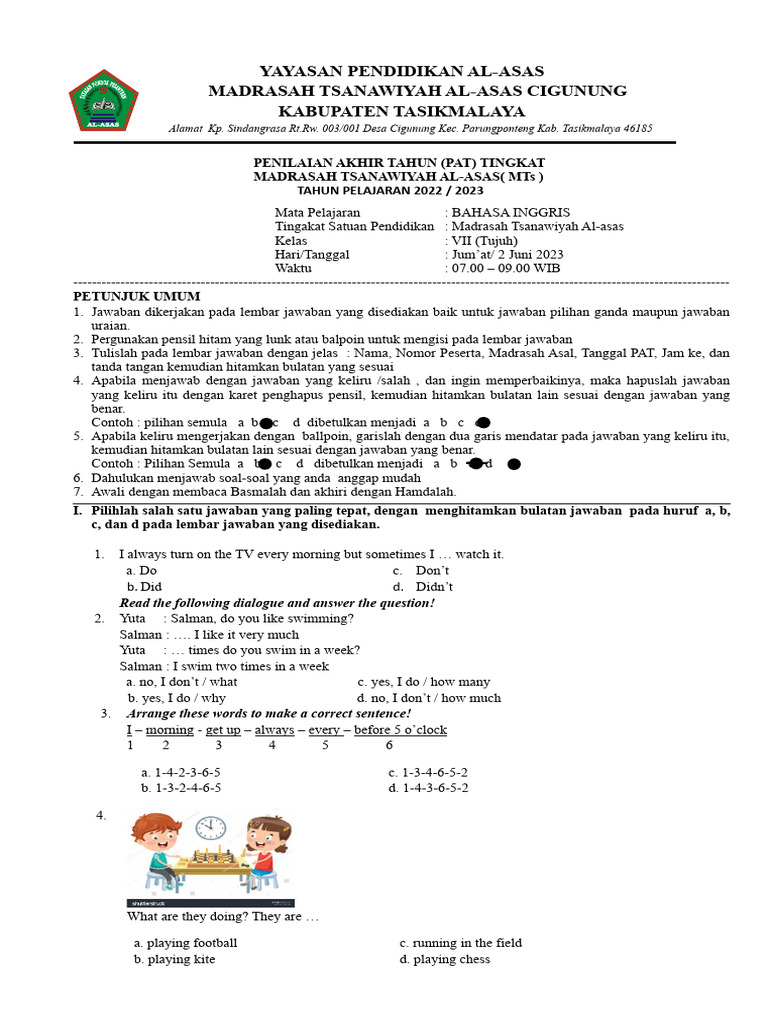 Naskah Soal Pat Bahasa Inggris 8 23 | PDF | Home & Garden