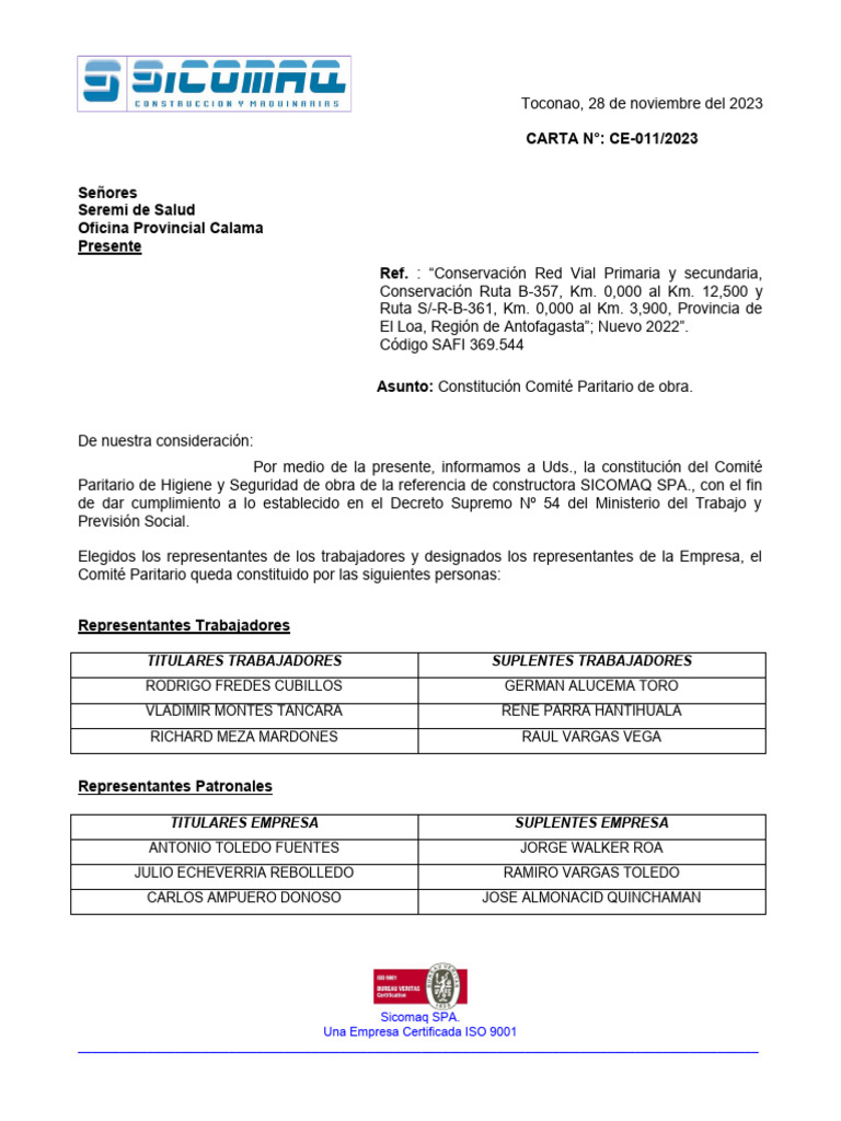 Constitucion Comite Paritario 2023 SS | PDF | Tecnología