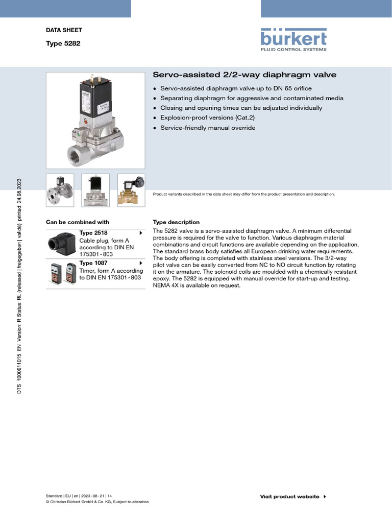 Burkert DS5282-Standard-EU-EN | PDF | Valve | Electrical Connector
