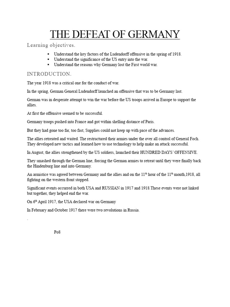 The Defeat of Germany | PDF