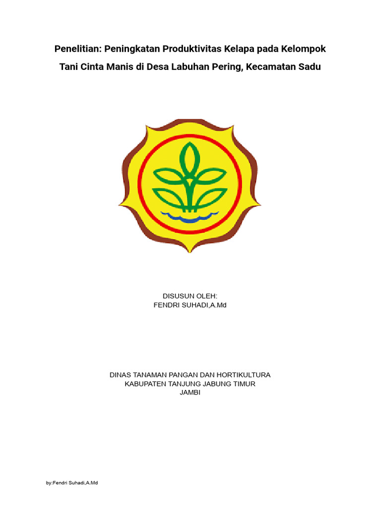 Penelitian - Peningkatan Produktivitas Kelapa Pada Kelompok Tani Cinta Manis Di Desa Labuhan ...
