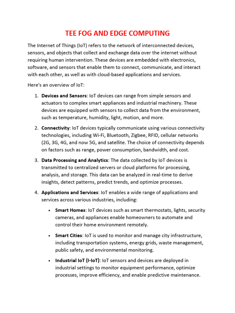 Tee Fog and Edge Computing | PDF | Internet Of Things | Computer Network