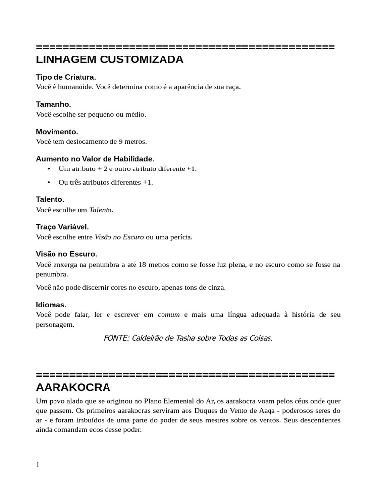 D&D 5E - Espécies v7-1 | PDF | Vampiros | Aves