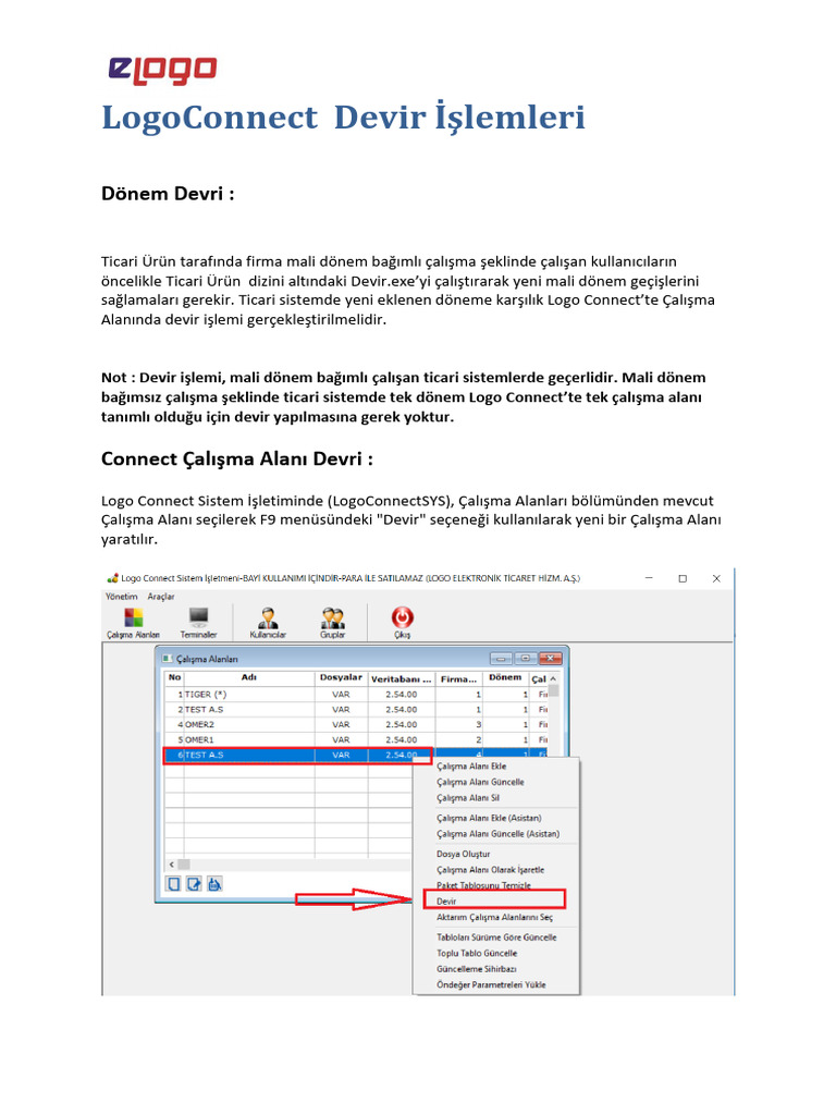 Logo Connect Devir İşlemleri | PDF