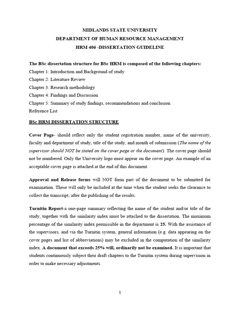 BSC HRM 406 Dissertation Guideline | PDF | Methodology | Thesis