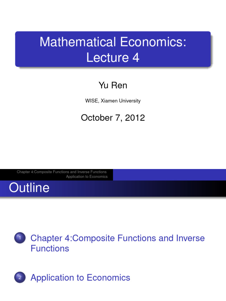 经济数学 lecture4 | PDF | Function (Mathematics) | Mathematics