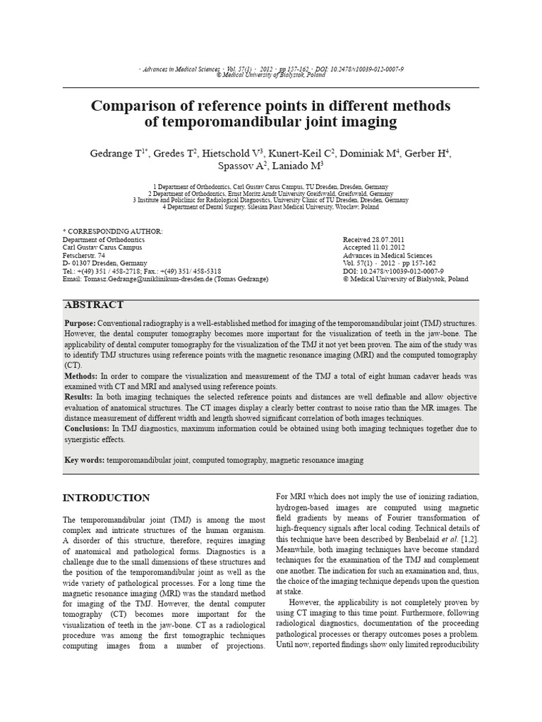 Comparison of Reference Points in Different Methods of ...