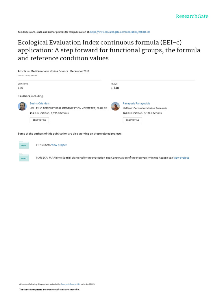 Ecological Evaluation Index Continuous Formula EEI | PDF | Ecology | Leaf