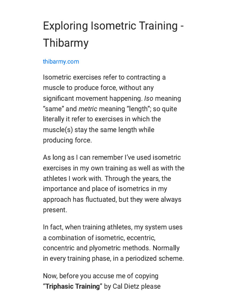 Exploring Isometric Training | PDF | Strength Training | Skeletal Muscle