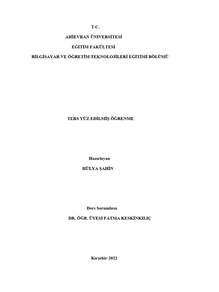 Ters Yüz Edilmiş Öğrenme | PDF