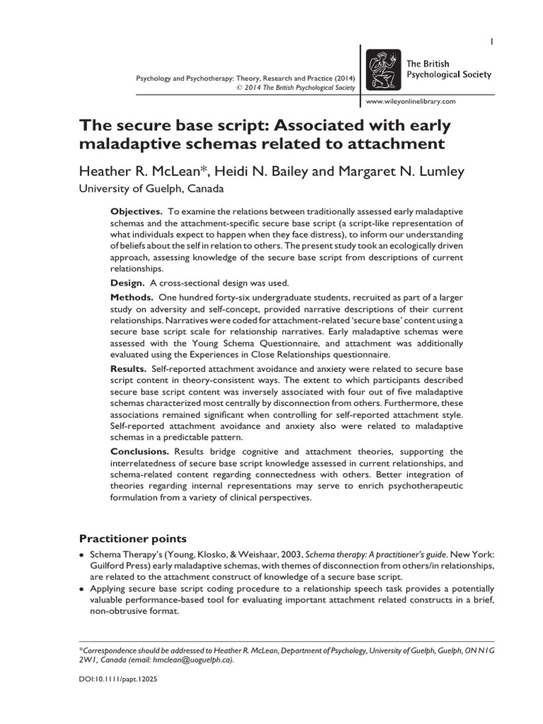 Mclean 2014 | PDF | Attachment Theory | Schema (Psychology)