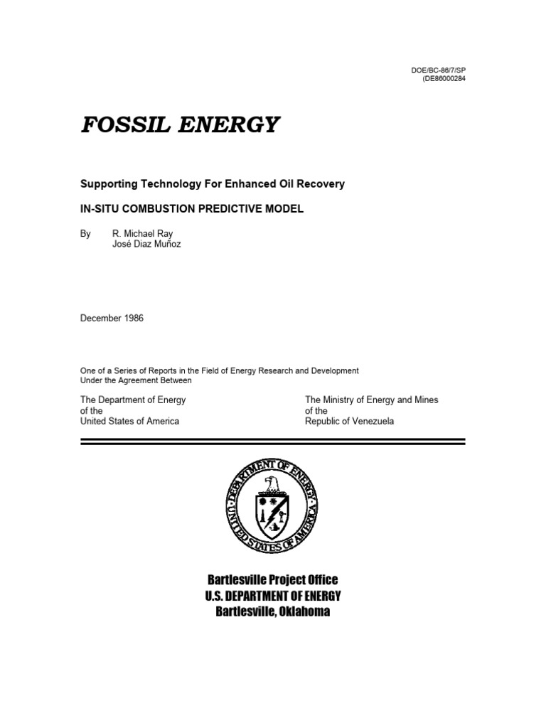 In-Situ Combustion Model for EOR | PDF | Petroleum | Extraction Of ...