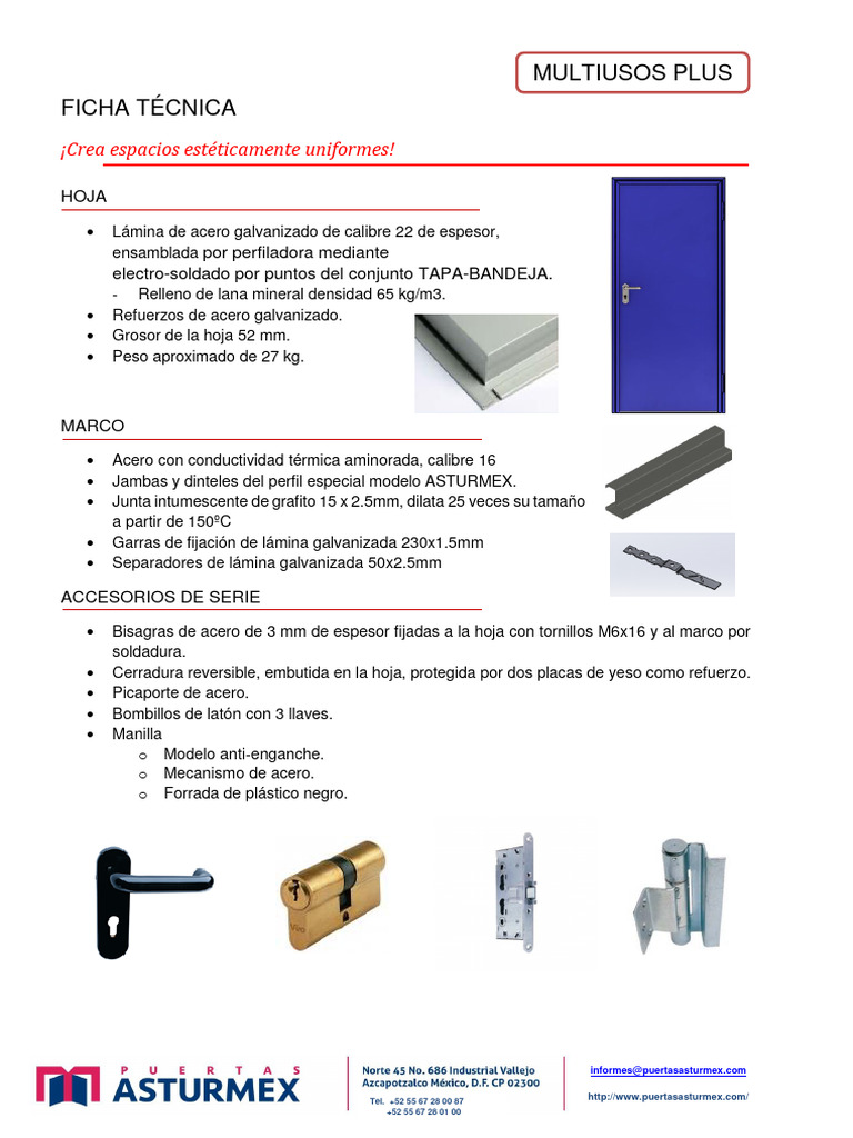 Ficha Técnica de Puertas Multiusos | PDF | Acero | Tornillo