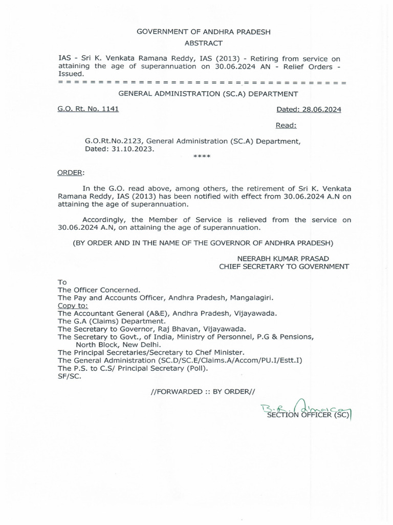 G o RT No 1141 Dated 28-06-2024 Sri K Venkata Ramana Reddy Ias Relief ... G o RT No 1141 Dated 28-06-2024 Sri K Venkata Ramana Reddy Ias Relief ...