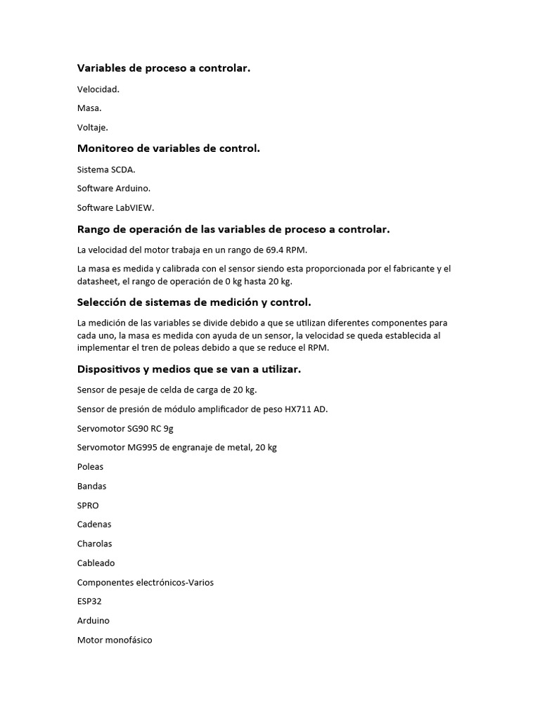 Variables de Proceso A Controlar | PDF