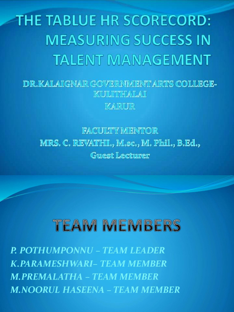 The Tableau HR Scorecard - Measuring Success in Talent Managemen | PDF