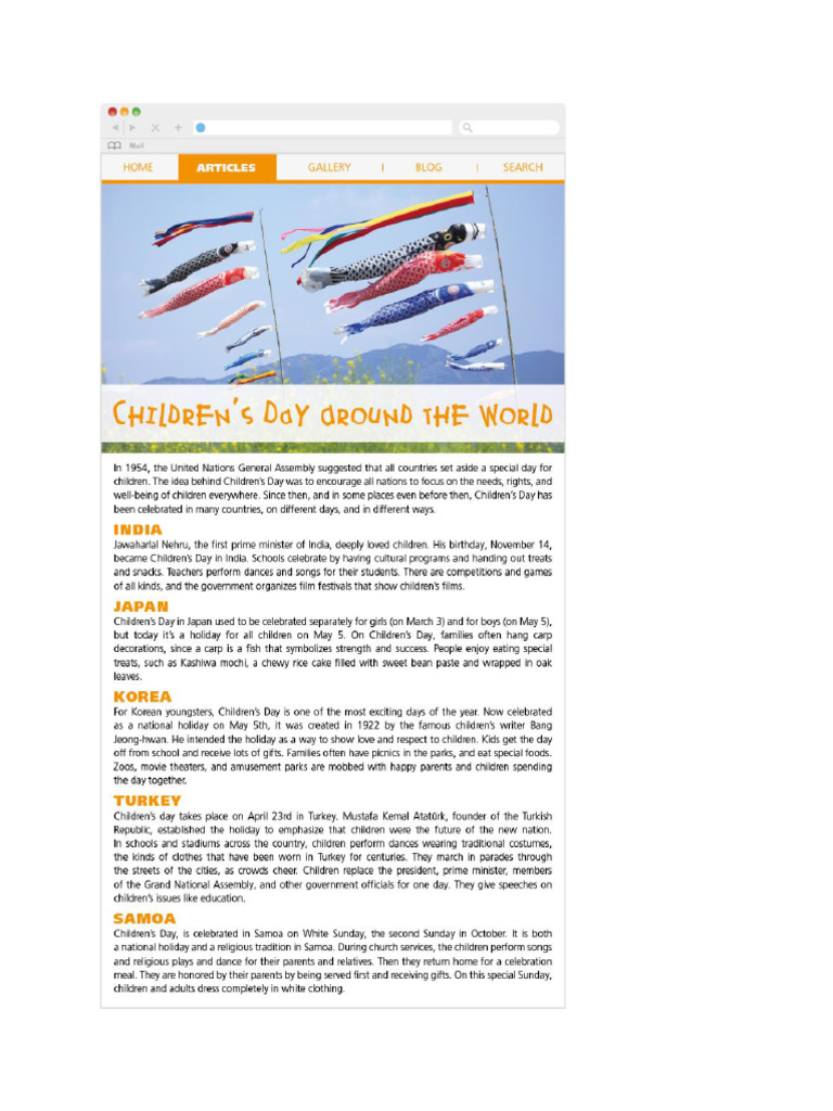 U7-3 Reading - Article - Children's Day Around The World 2 - Modo ...