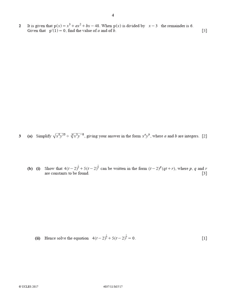 Math Remainder Theorem Modal Question | PDF