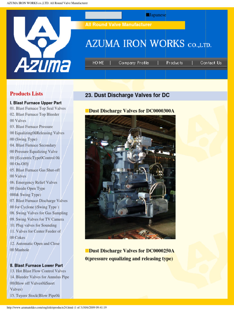 Catalogo - AZUMA IRON WORKS co.,LTD | PDF | Valve | Blast Furnace