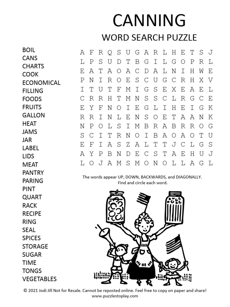 Canning Word Search Puzzle File | PDF