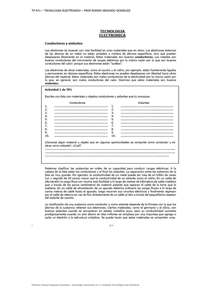 Trabajo Practico Nº1 | PDF | Aislador (Electricidad) | Relámpago