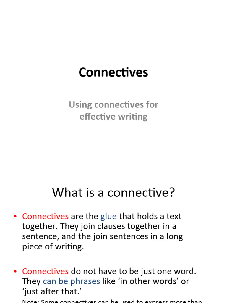 Using Connectives For Effective Writing | PDF | Sentence (Linguistics ...