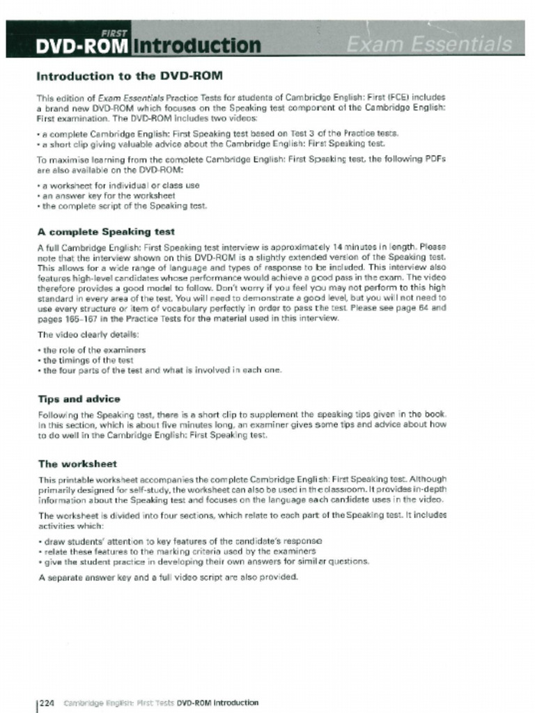 1.exam Essentials Practice Tests FCE 1 - DVD-ROM - Intro | PDF