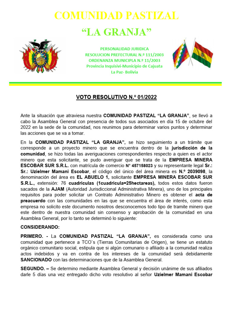 Voto Resolutivo | PDF | Gobierno