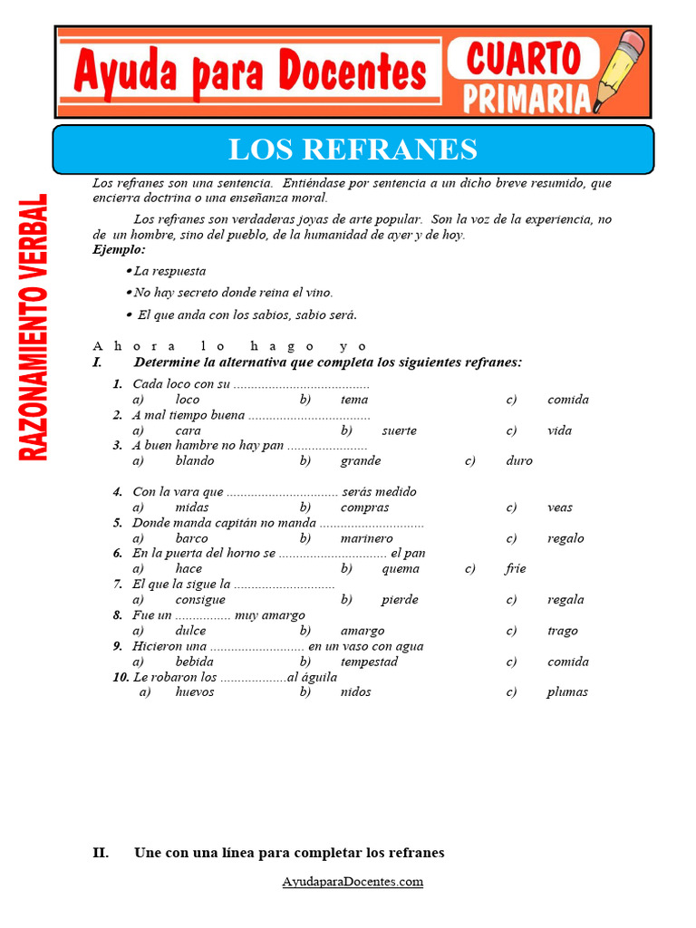 Refranes para Cuarto de Primaria | PDF | Pollo | Etnobiología