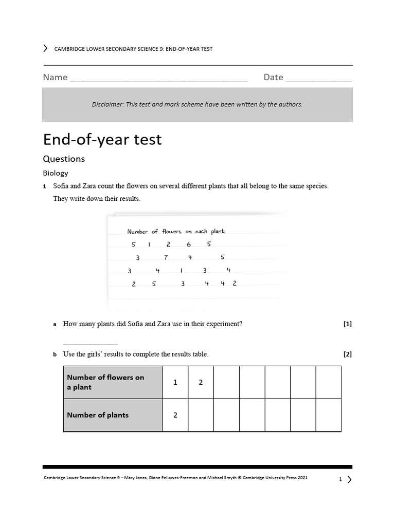 Year 9 Science Exam | PDF | Plants | Nitric Acid