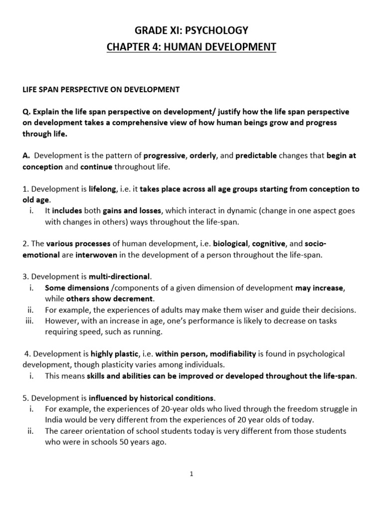 Grade XI - Human Development-Ch 4 | PDF | Adolescence | Puberty