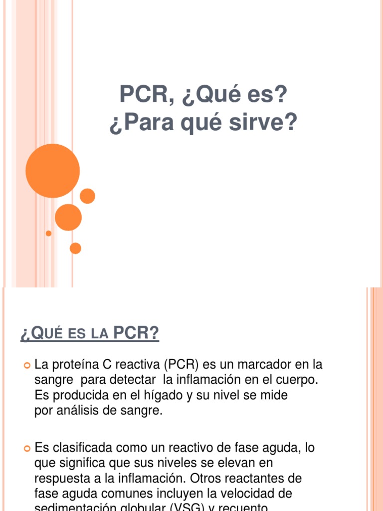 Presentacion PCR | PDF | Proteína C-reactiva | Especialidades Medicas