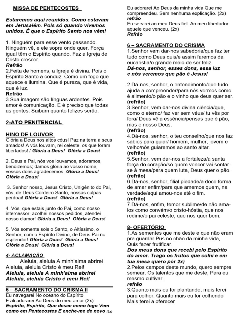 Cantos Da Missa Do Crisma | PDF | Presente espiritual | Eucaristia