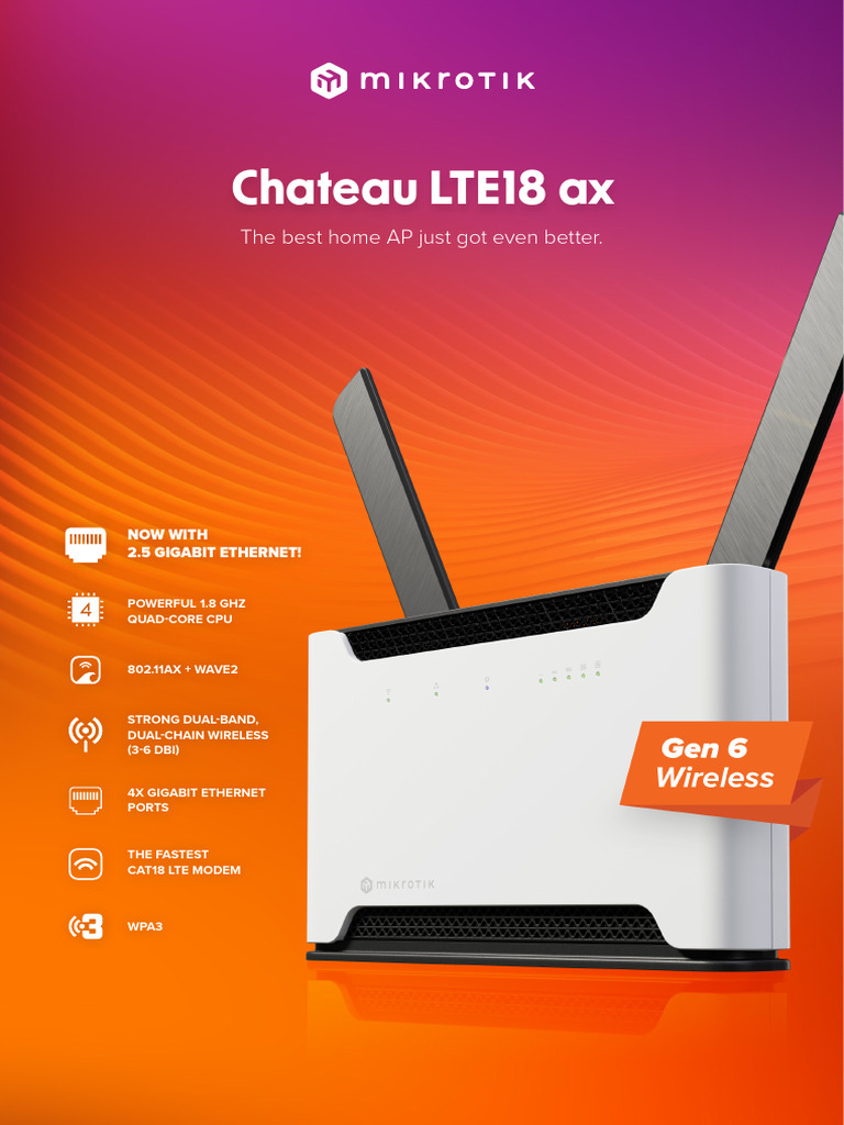 Mikrotik Chateau Lte18 Ax Wifi 6 Access Point Datasheet | PDF | Ieee 802.11 | Computer Networking
