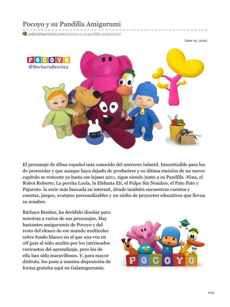 Patrones Amigurumi de Pocoyo | PDF | Tejidos Figurados | Tejer