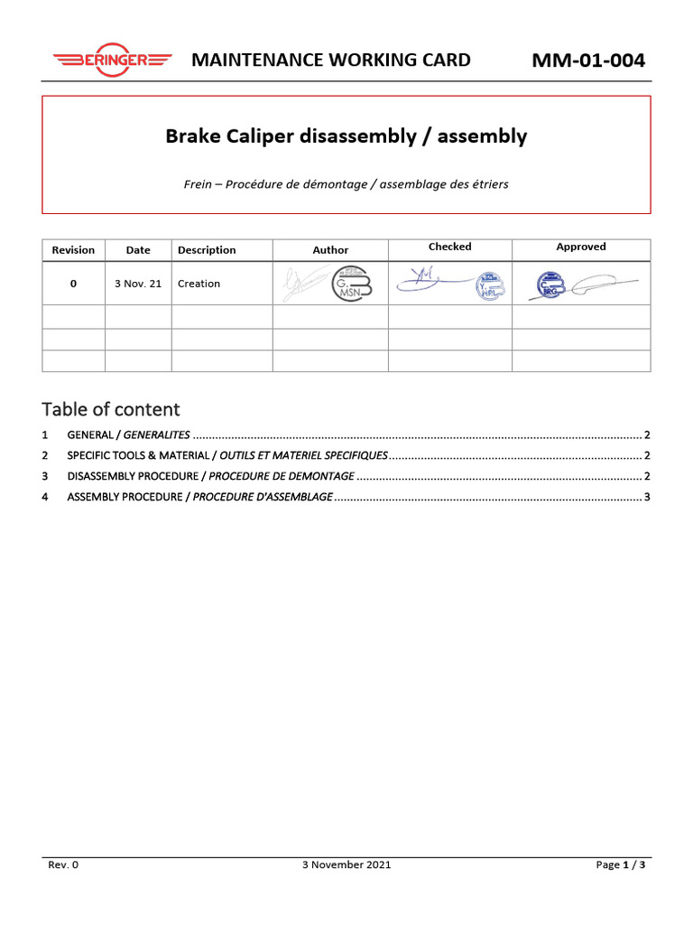 mm-01-004 - Brake Caliper Disassembly Assembly | PDF