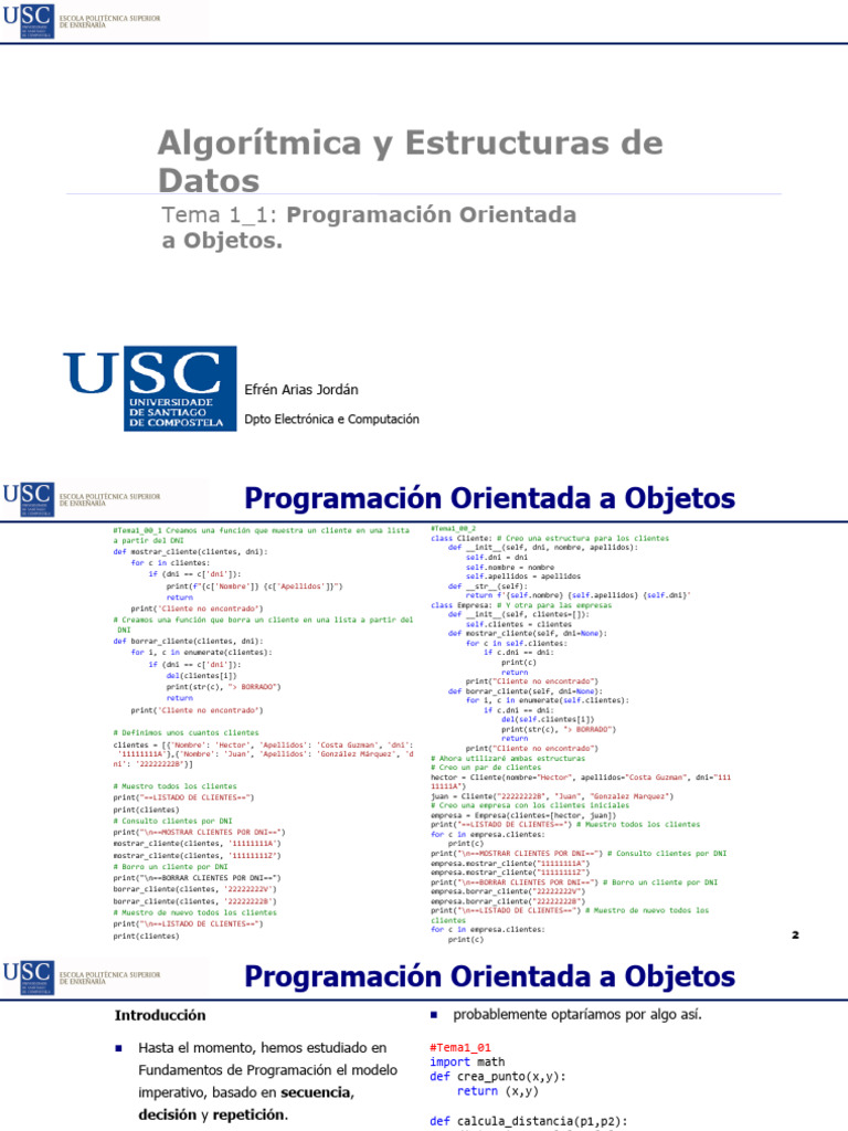 Tema1 1 POO Clases Python | PDF | Objeto (informática) | Clase (Programación informática)