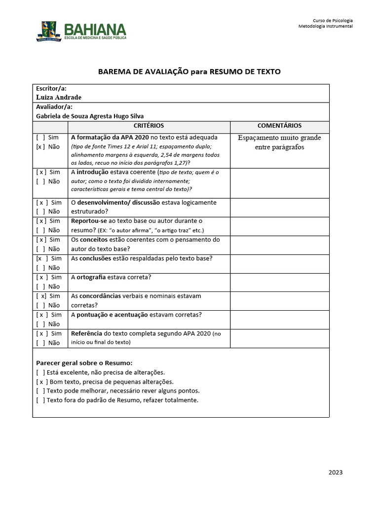 BAREMA para Resumo 2024 | PDF
