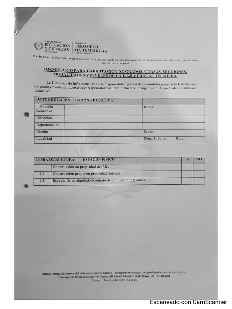 Formulario para Habilitacion | PDF