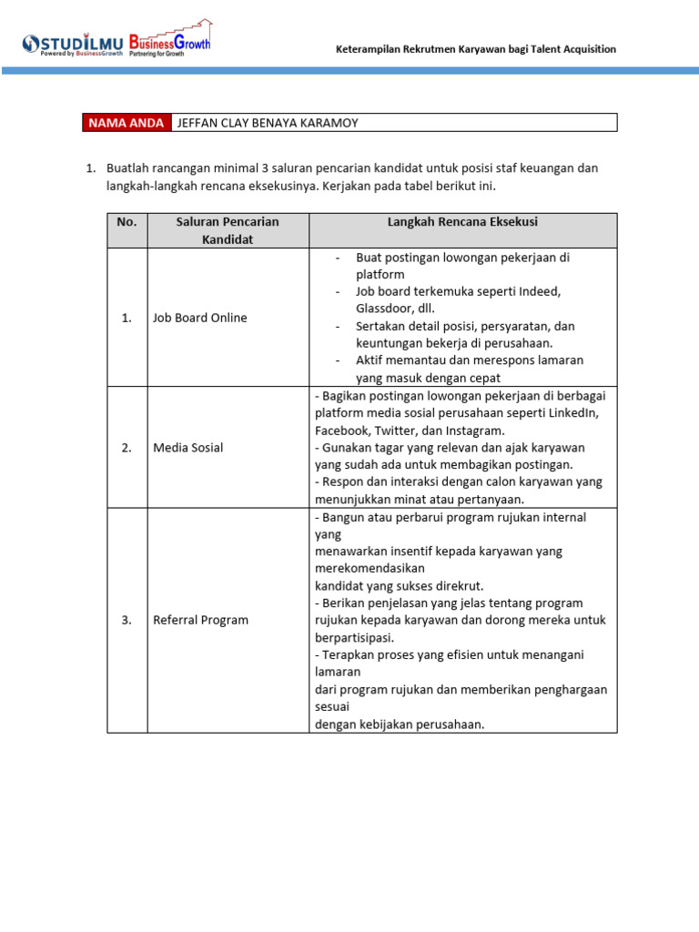 Unjuk Keterampilan - Jeffan Clay Benaya Karamoy | PDF