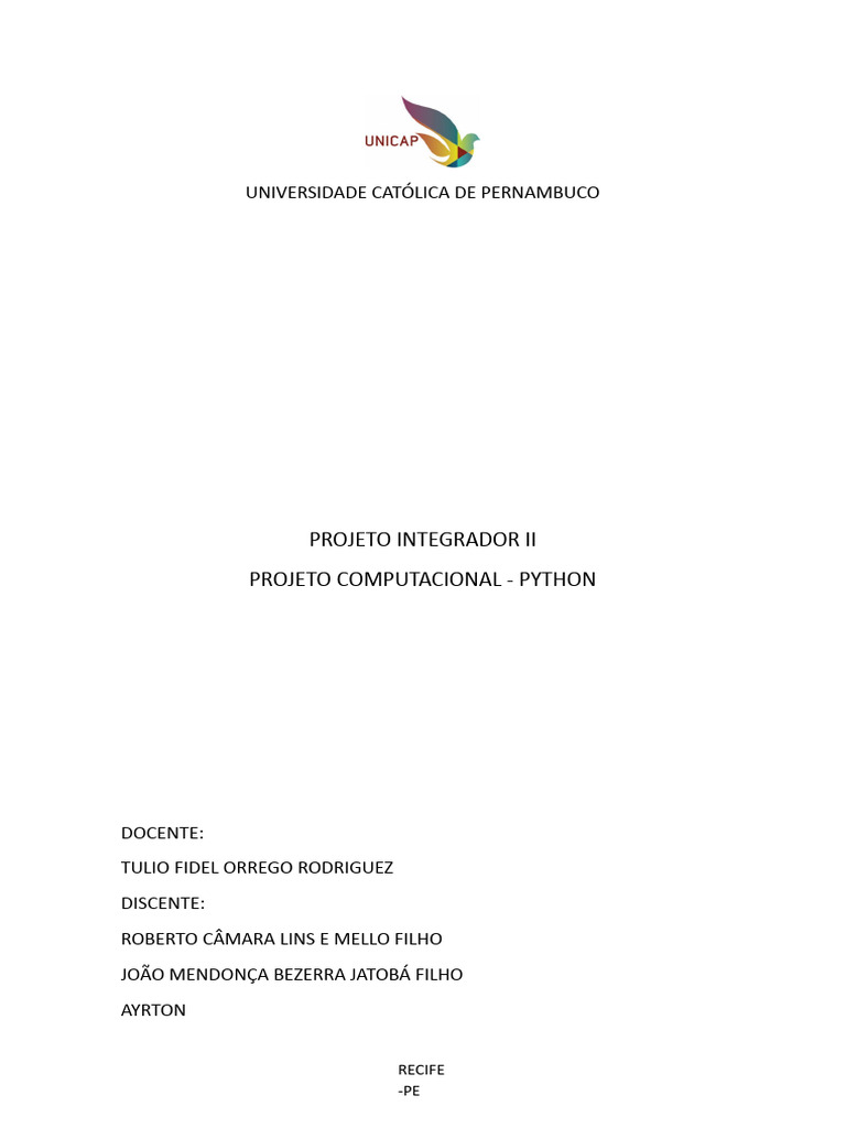 Projeto Integrador - Python | PDF | Engenharia | Informática