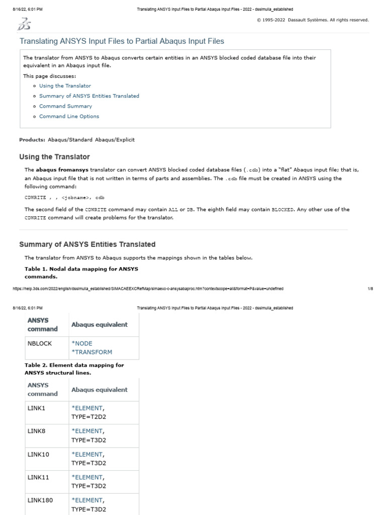 Translating ANSYS Input Files To Partial Abaqus Input Files - 2022 - Dssimulia - Established ...