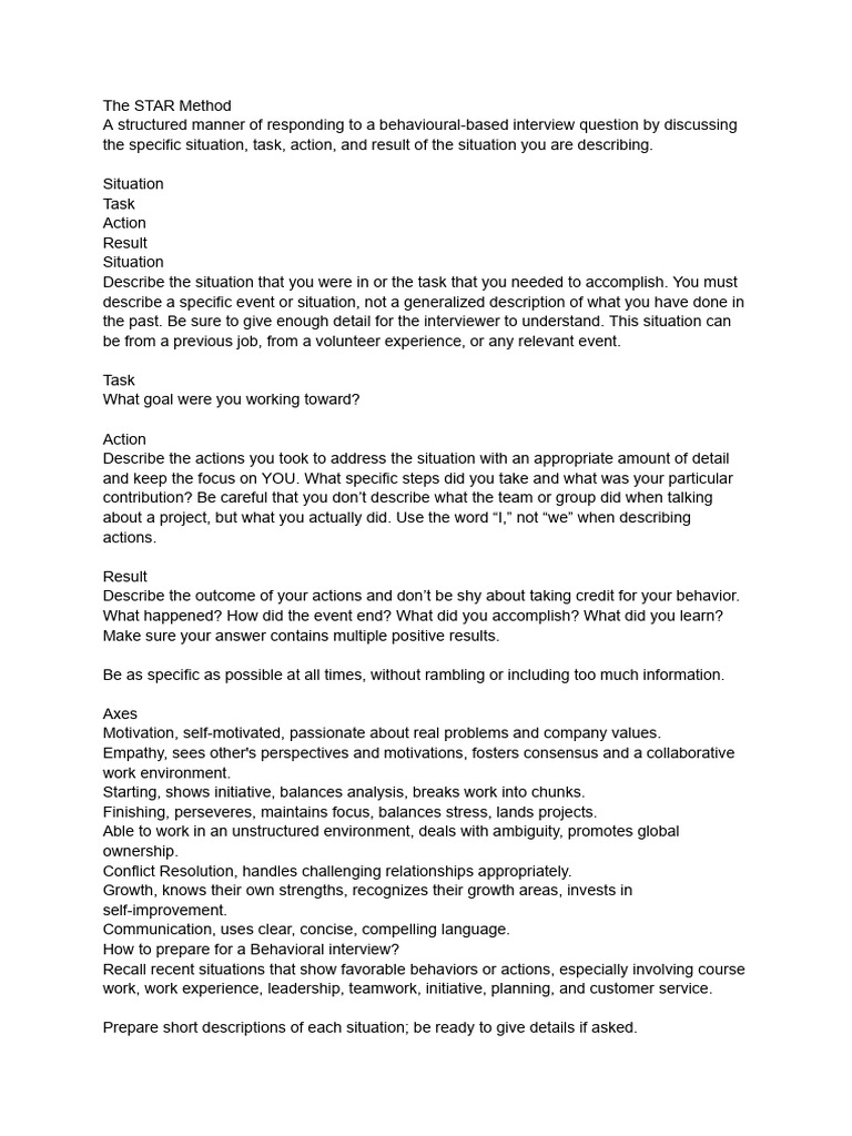 Mastering the STAR Method for Interviews | PDF | Motivational | Motivation