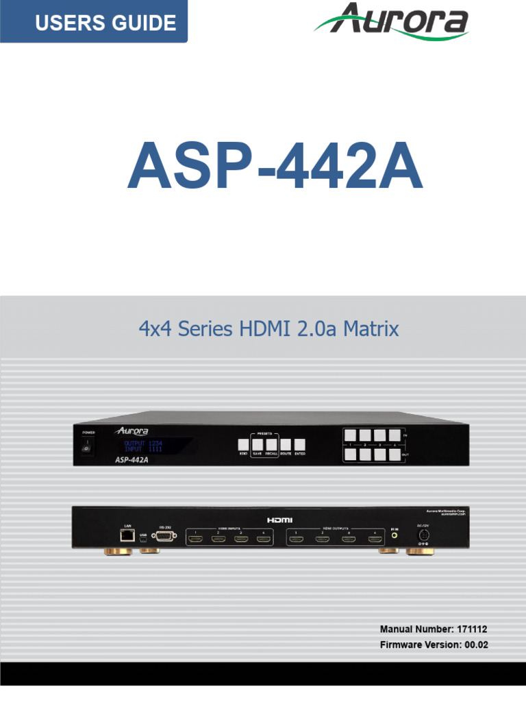 ASP 442A Manual | Download Free PDF | Hdmi | Ip Address