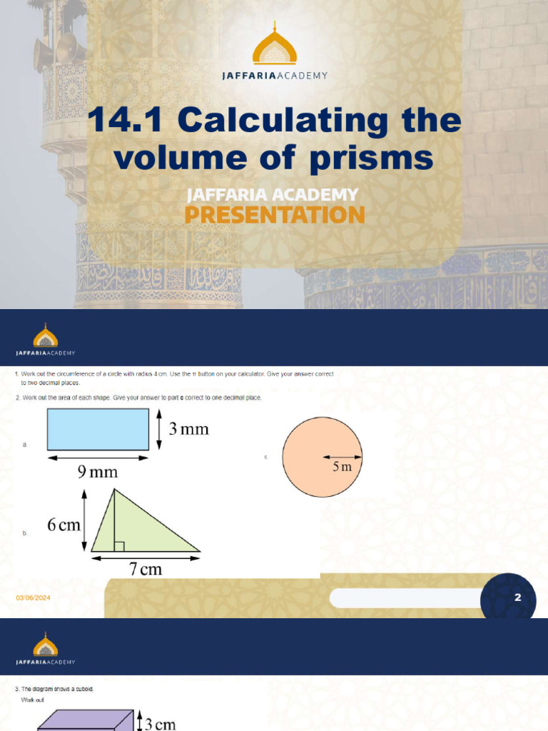14.1 Calculating The Volume of Prisms | PDF