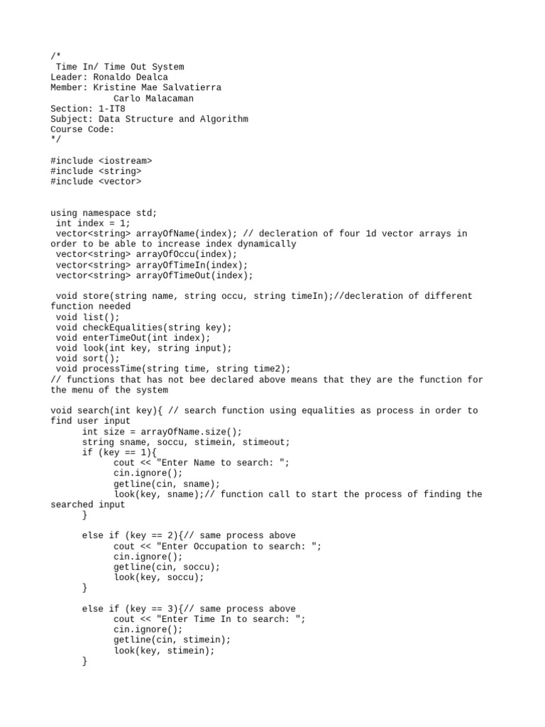 Timein And Timeout System Pdf String Computer Science Theoretical Computer Science