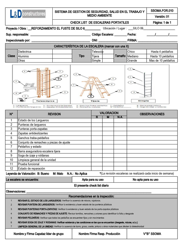 SSOMA - FOR.010 Inspección Escaleras | PDF